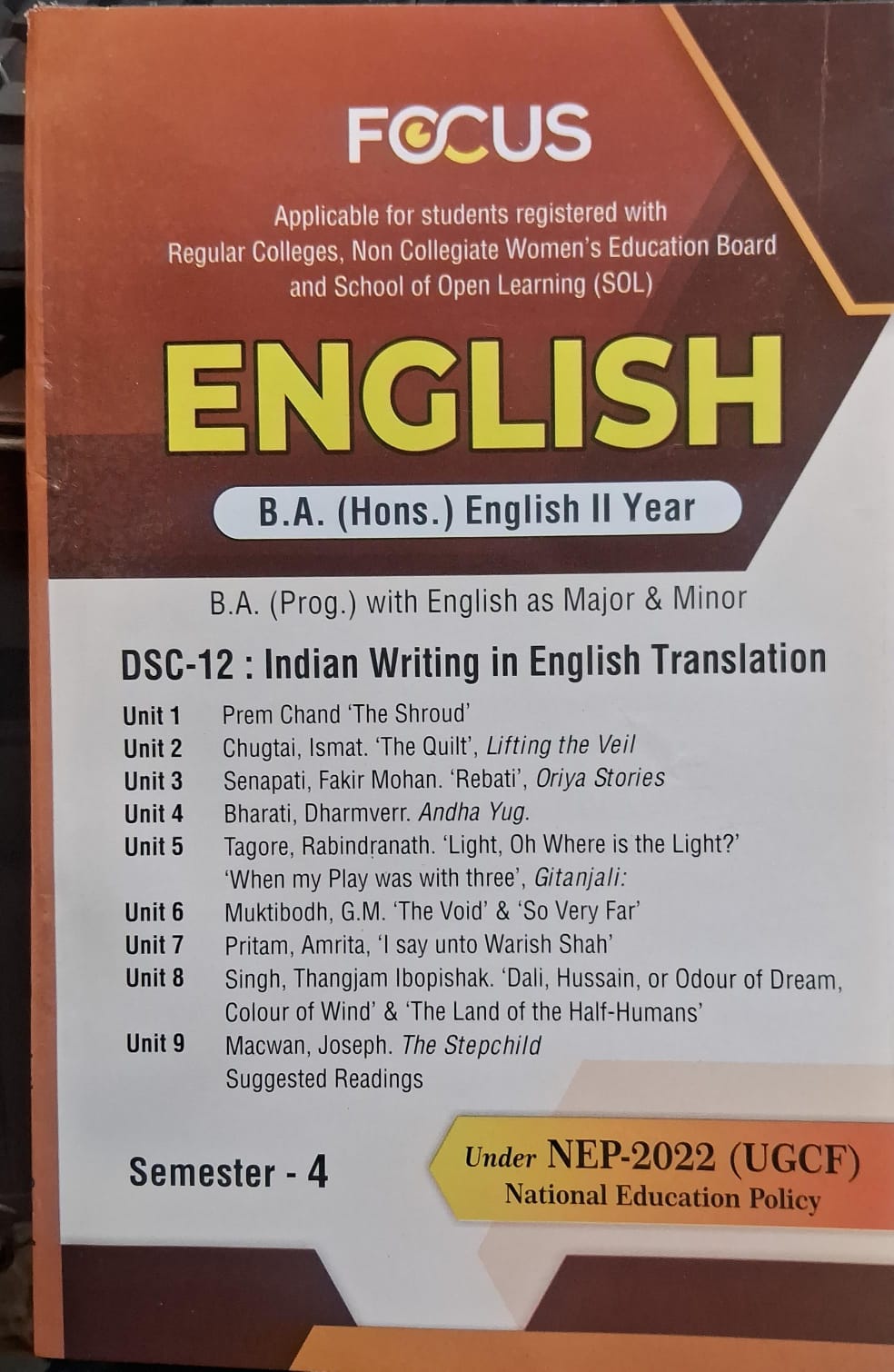 English B.A.(Hons.) English II Year Indian Writing in English Translat ...